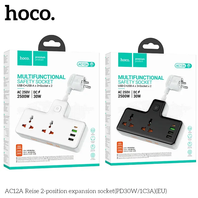 Ổ Cắm Thông Minh Hoco AC12A Reise 2 cổng PD30W (EU) giá sỉ
