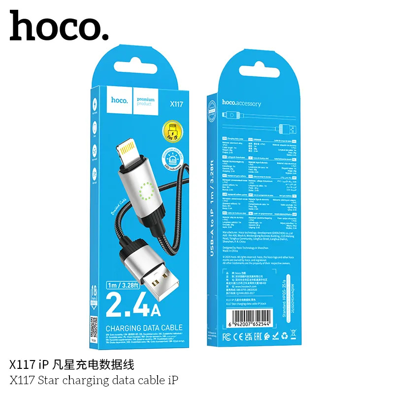 Cáp Sạc iP Hoco X117 Star Giá Sỉ, Bán Buôn Chính Hãng